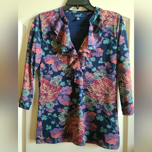Chaps | Tops | Chaps Ruffle Neck Fall Blouse | Poshmark